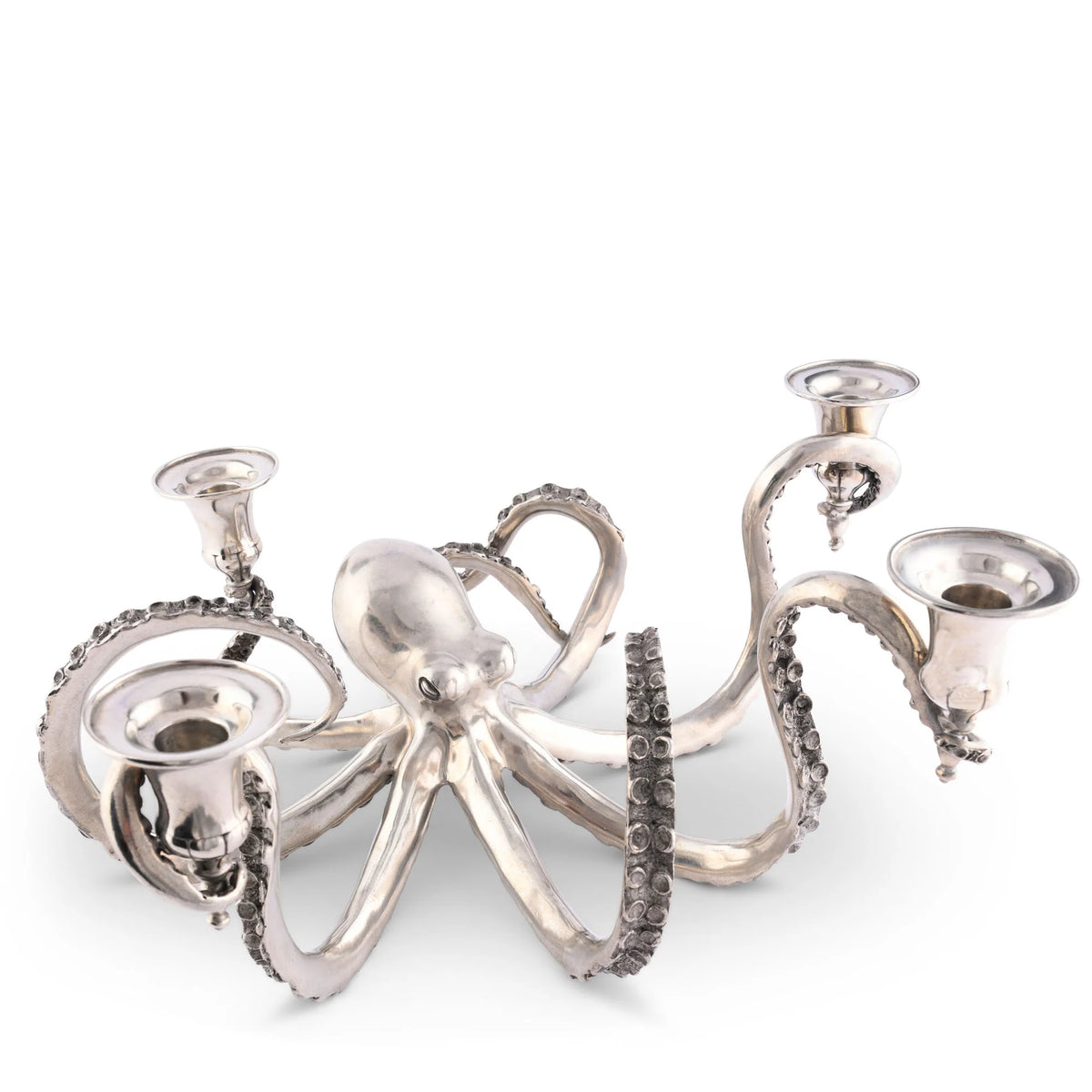Four Taper Pewter Octopus Candelabrum | Coastal Decor | Candleholders ...
