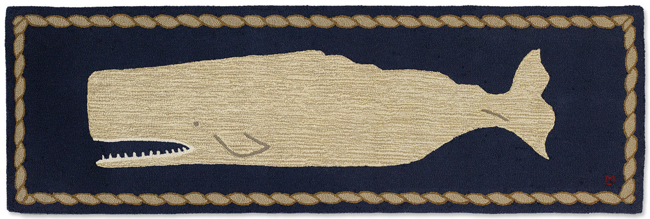 Moby Dick White Whale Runner | Nautical Decor | Rugs– Squan Trading Company