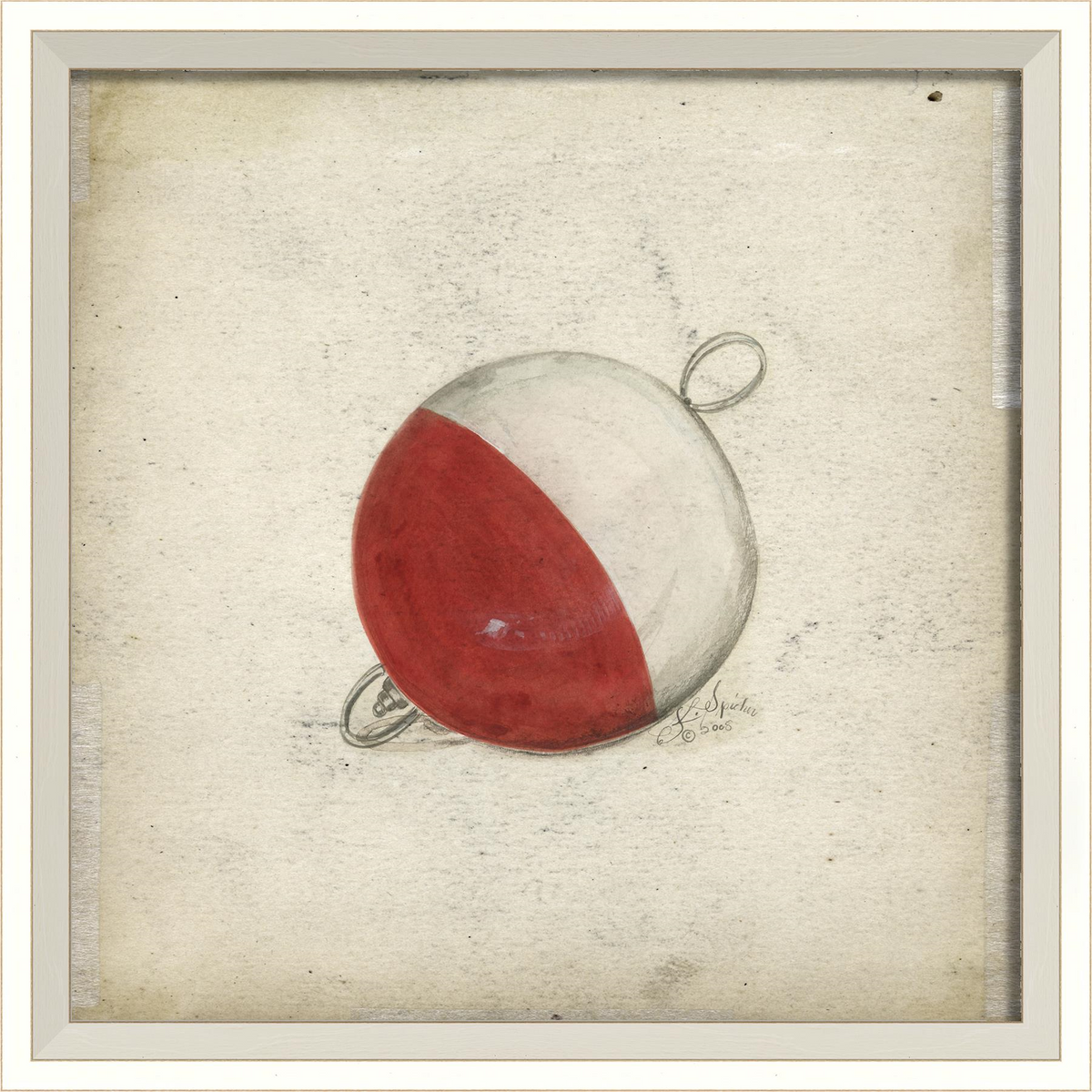 Red and White Bobber Framed Print - Nautical Decor - Wall Art– Squan ...