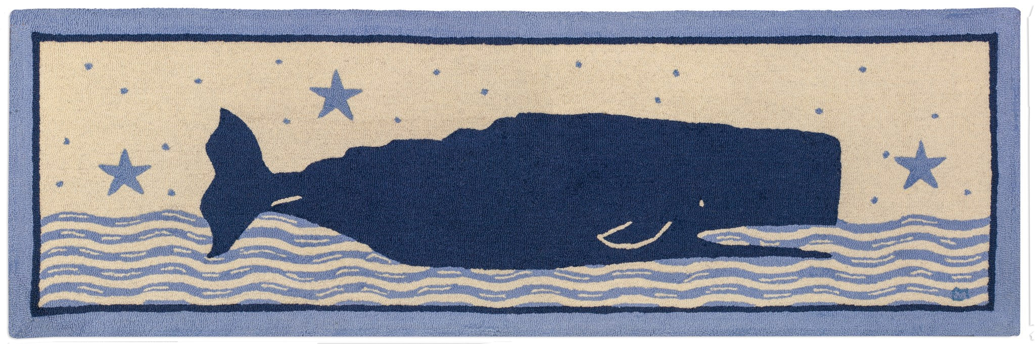 Wavy Ocean Whale Hooked Wool Rug| Nautical Decor | Rugs– Squan Trading ...